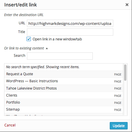Upload and link a document (PDF or Word)|Highmark Designs